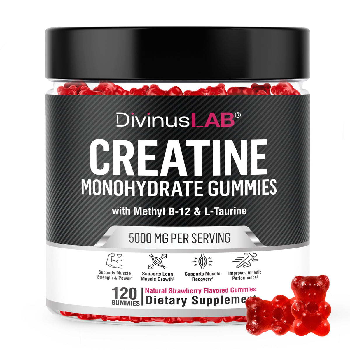Creatine Monohydrate Gummies - 5000mg Serving Size with Taurine & Meth ...